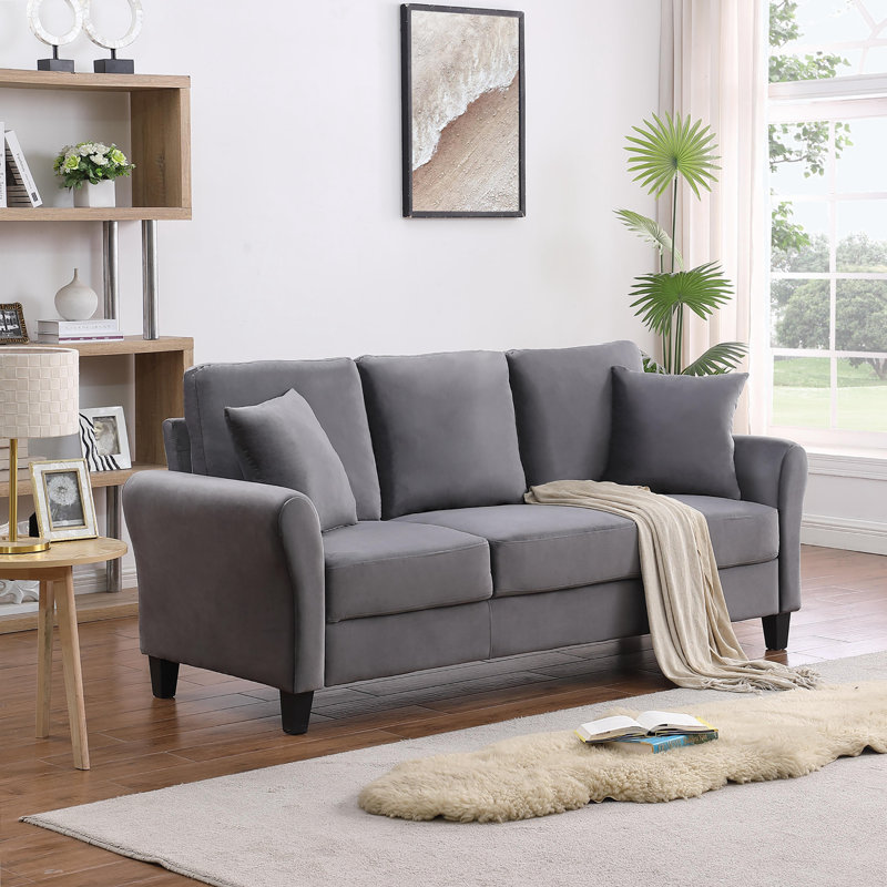 Wayfair grey velvet sofa store